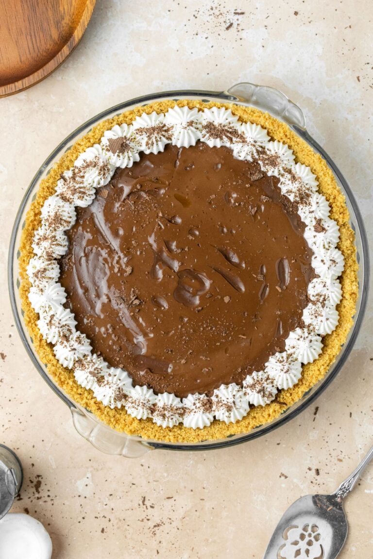 Chocolate Pie with Graham Cracker Crust - Ginger Snaps Baking Affairs