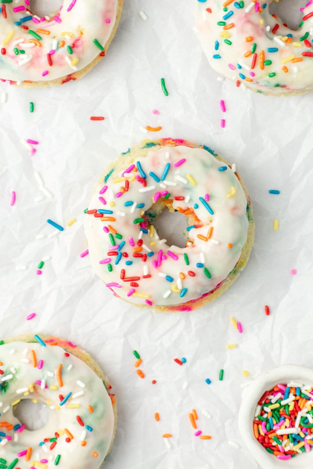 Easy Funfetti Cake Donuts with Vanilla Glaze - Ginger Snaps Baking Affairs