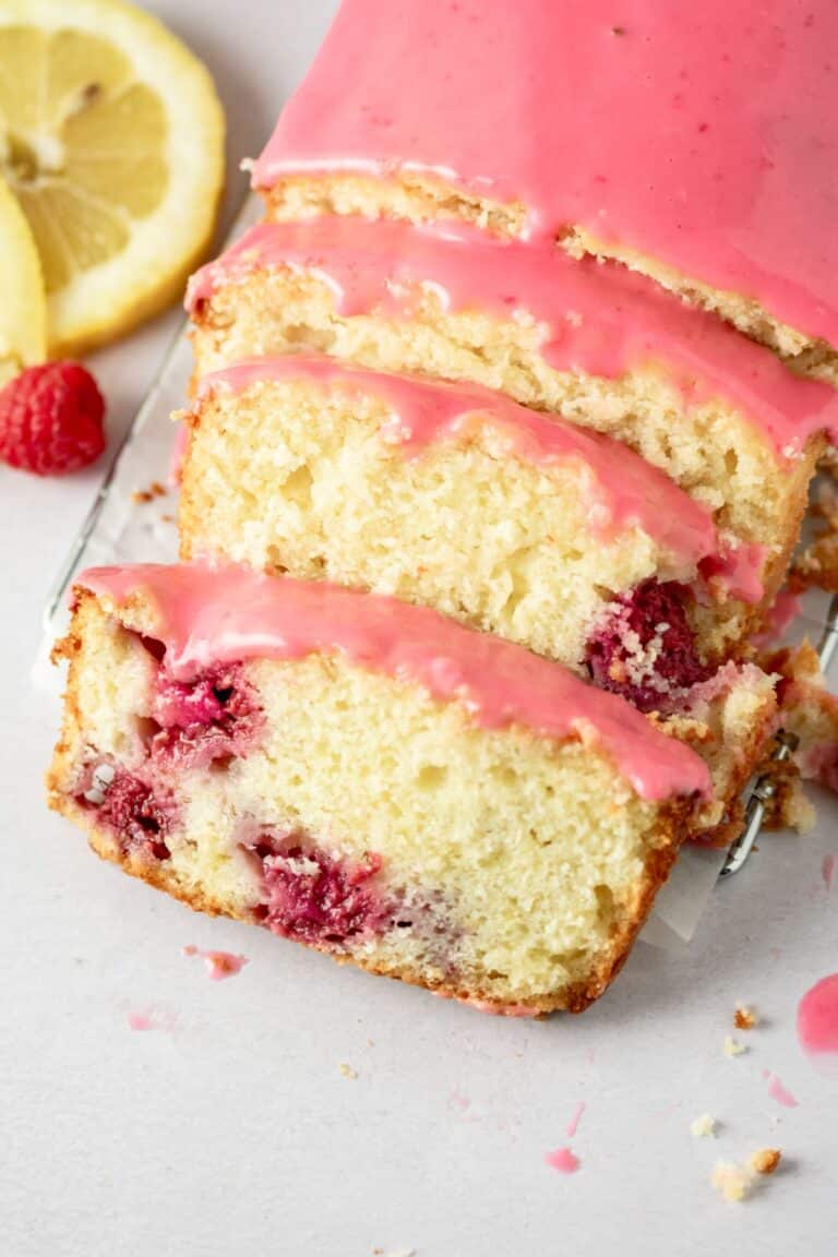 Lemon Raspberry Loaf Cake with Glaze - Ginger Snaps Baking Affairs